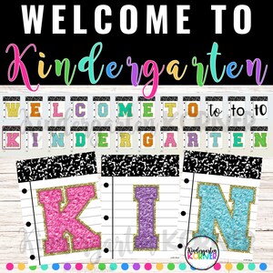 Welcome to Kindergarten Composition Notebook Varsity Patch Bulletin ...