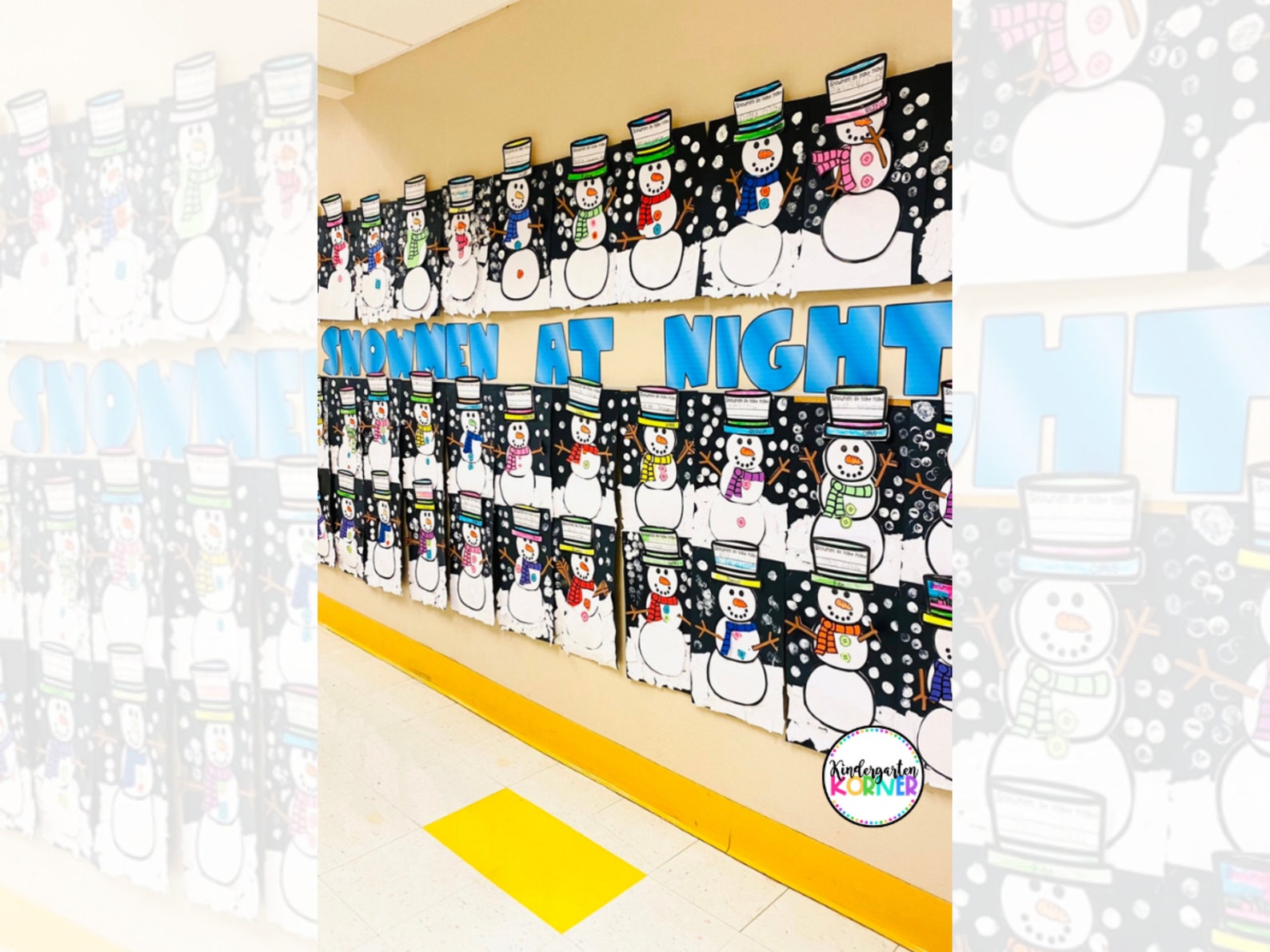 Snowmen at Night Winter Bulletin Board Kit | Snowman Writing and Craft ...