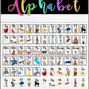 Realistic Photographs Alphabet Posters Bulletin Board Composition ...