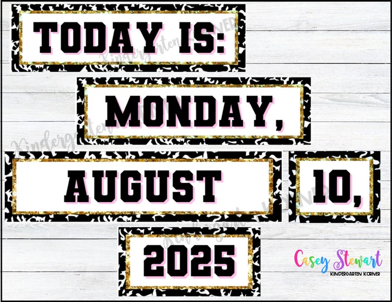 Composition Notebook Classroom Theme | Varsity Font Hanging Date Flip ...