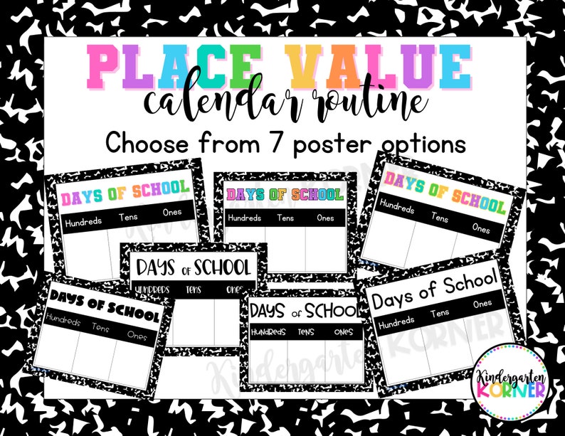 Days of School Place Value Poster | Composition Notebook Classroom ...