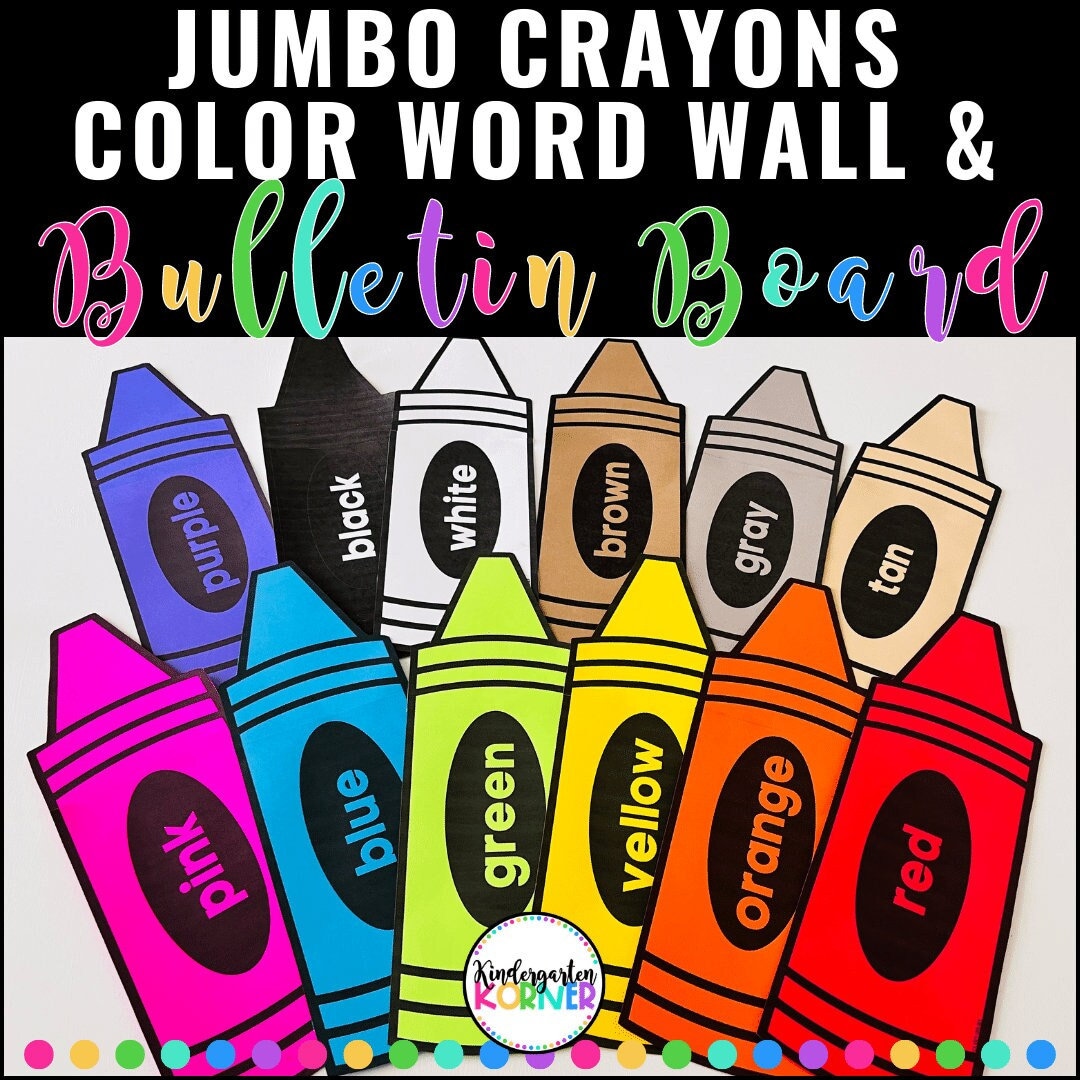 Jumbo Crayons Color Word Wall Bulletin Board Large Crayons - Colors ...