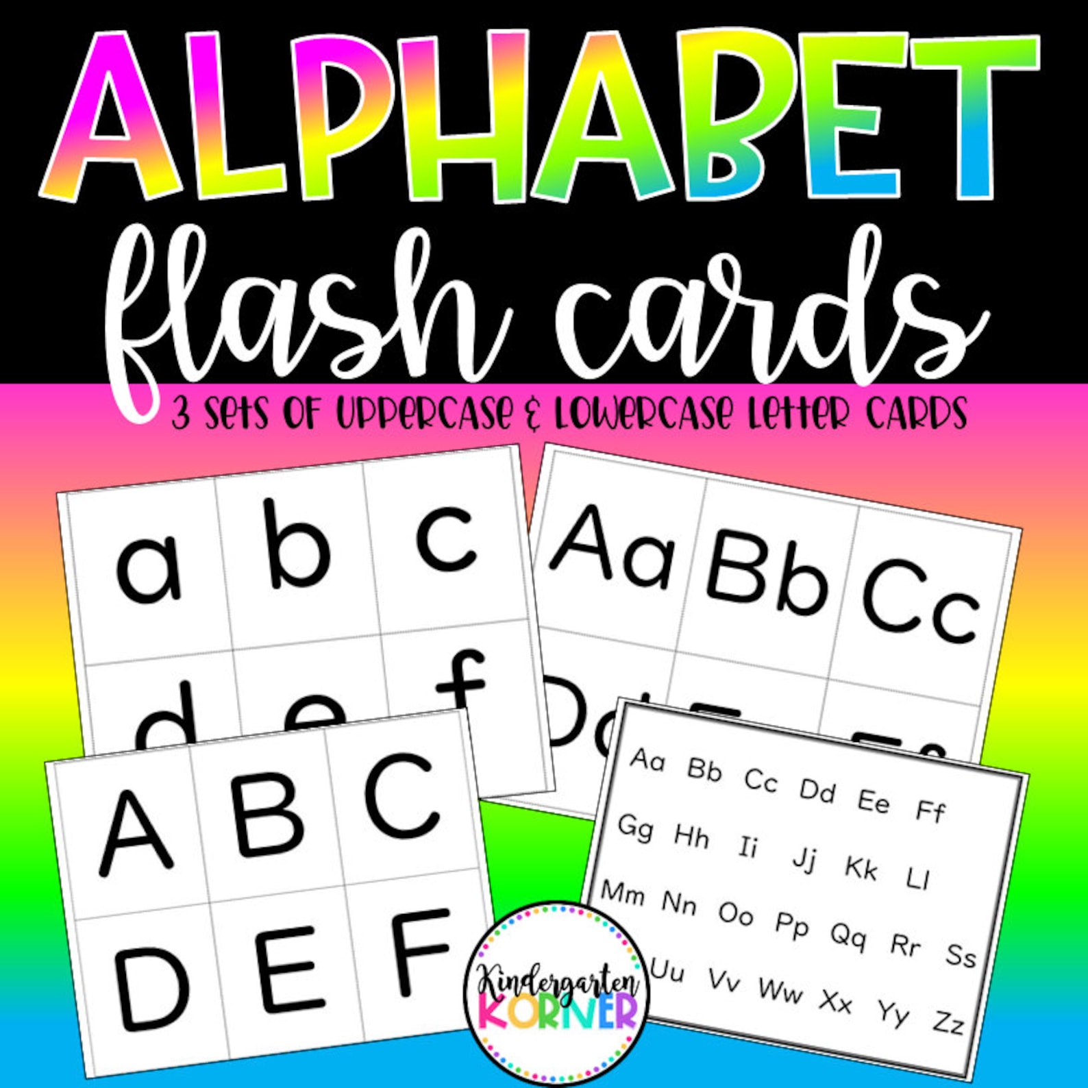Kindergarten Flash Cards Alphabet Uppercase Letters - Etsy