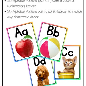 Alphabet Posters - Realistic Photographs Classroom Decor Kindergarten ...