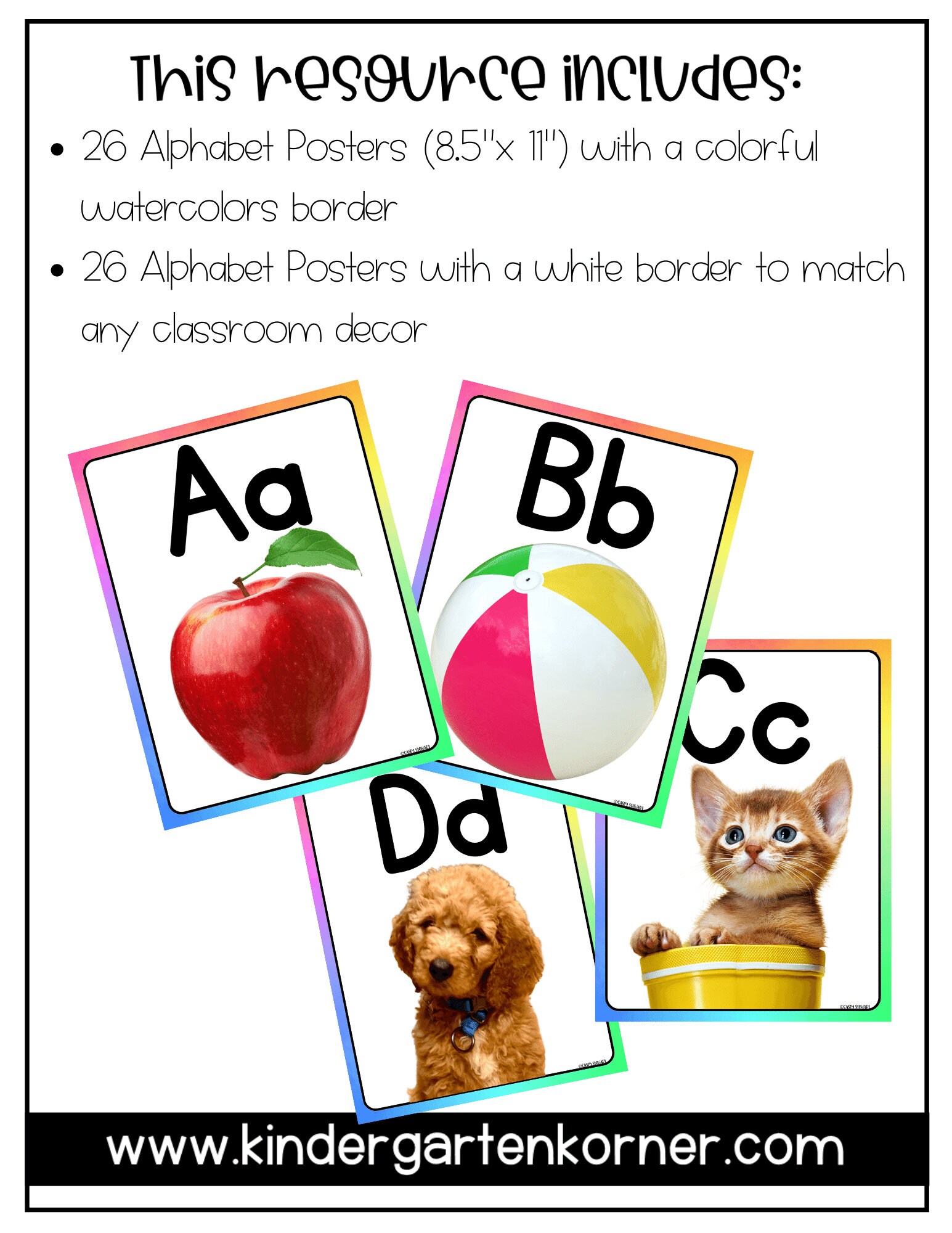 Alphabet Posters Realistic Photographs Classroom Decor Kindergarten Pre ...
