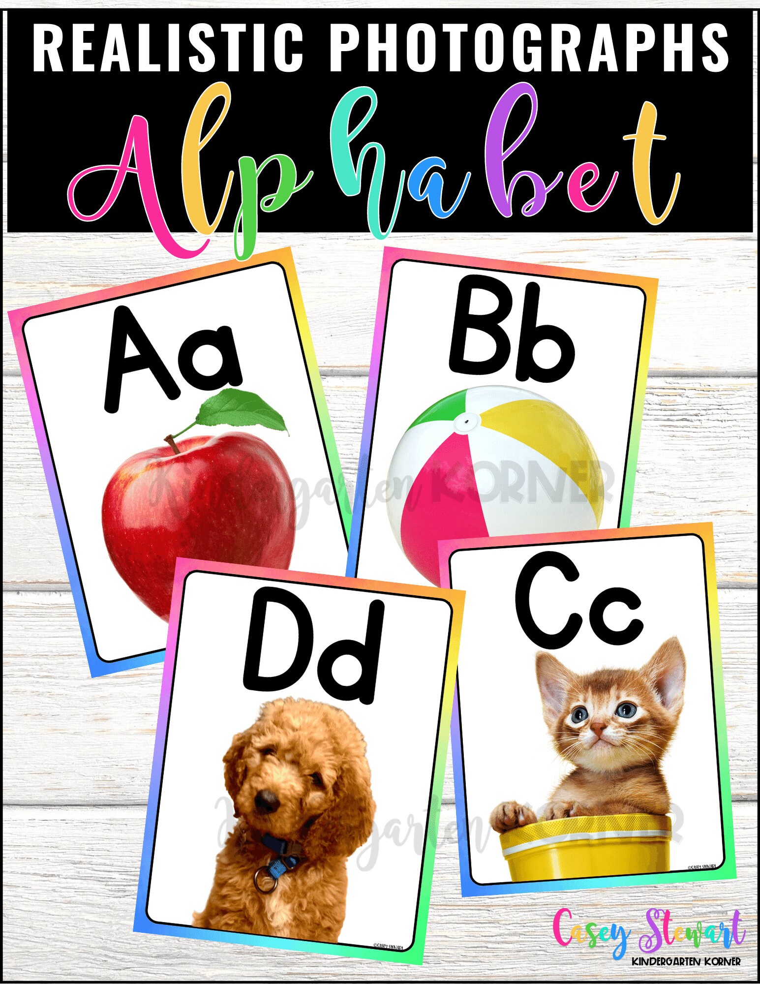 Alphabet Posters Realistic Photographs Classroom Decor Kindergarten Pre ...