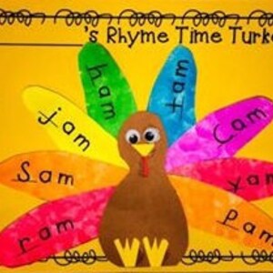 Thanksgiving Bulletin Board | Rhyme Time Turkeys Phonics Encoding ...