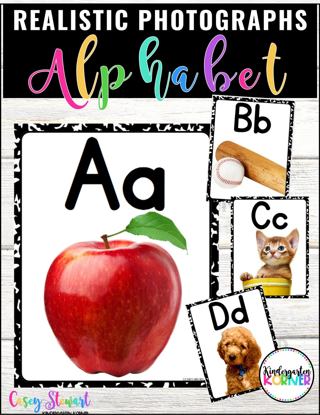 Realistic Photographs Alphabet Posters Bulletin Board Composition ...