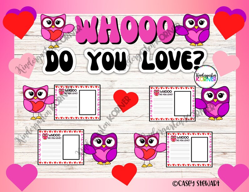 February Family Homework, Owl Valentine's Day Bulletin Board, AND Class ...