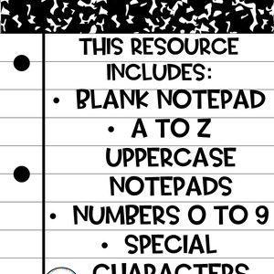 Notepad Composition Style Notebook Letters for Bulletin Boards ...