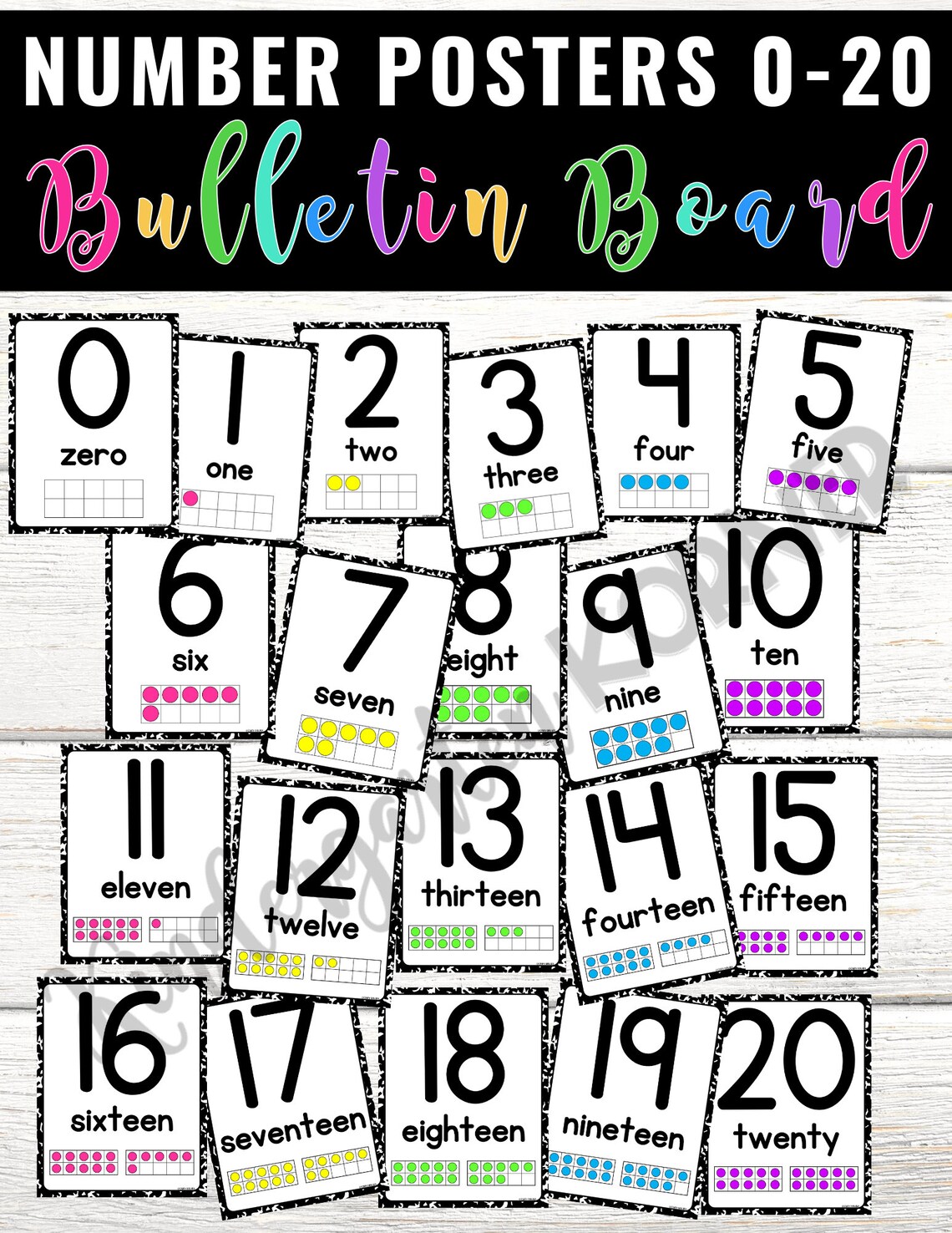 Number Posters Composition Notebook Style Printable Classroom Decor - Etsy