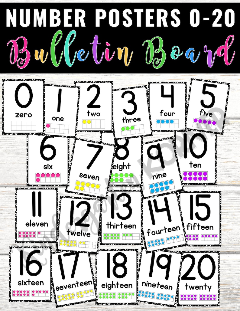 Number Posters Composition Notebook Style Printable Classroom Decor - Etsy