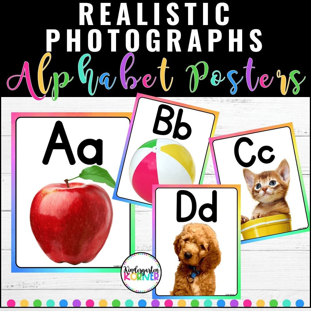 Alphabet Posters - Realistic Photographs Classroom Decor Kindergarten ...