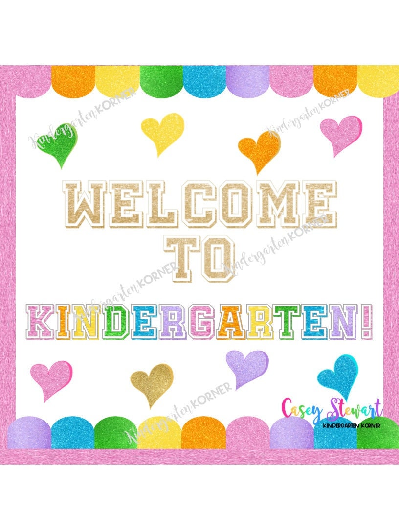 Welcome to Kindergarten Varsity Letters Bulletin Board Kit Printable ...