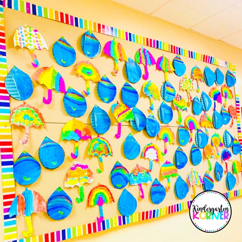 April Showers Bulletin Board Raindrop Writing Templates Kindergarten ...