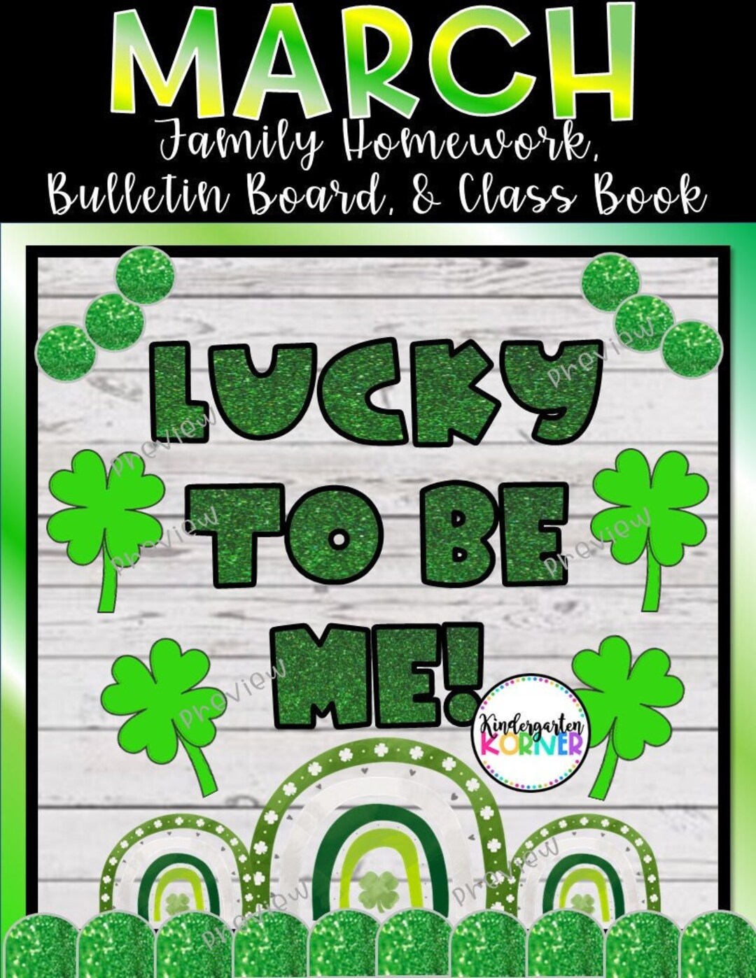 March Family Homework St. Patrick's Day Bulletin Board & Class Book ...