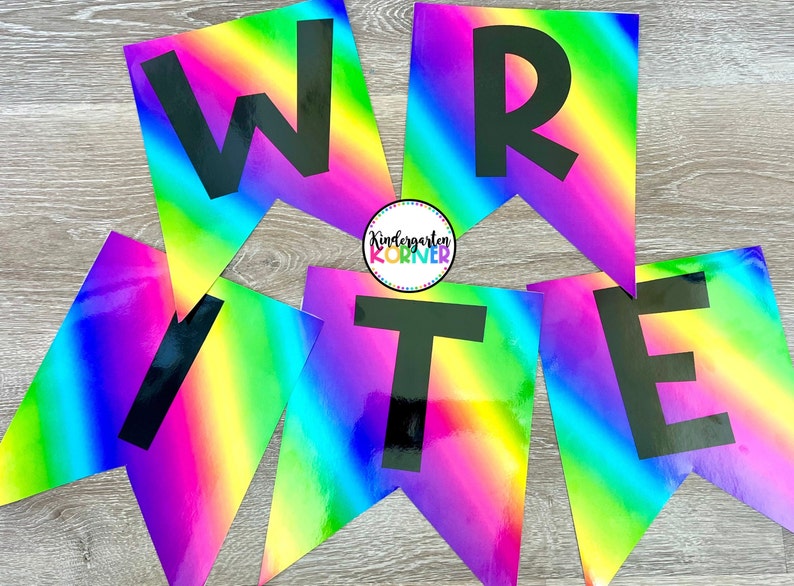 Rainbow / Neon Bulletin Board Banner Letters Create a Custom Sign ...