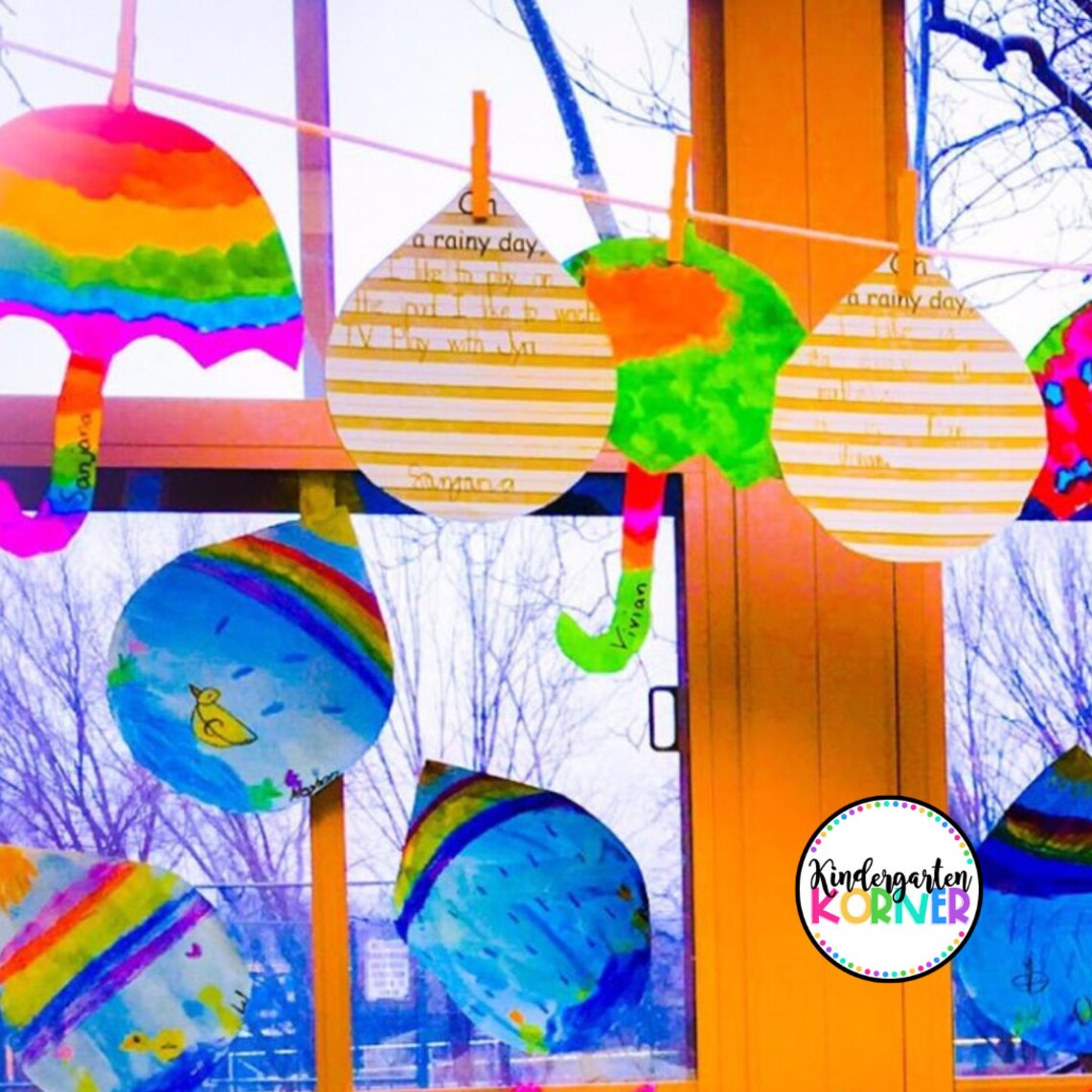 April Showers Bulletin Board Raindrop Writing Templates Kindergarten ...