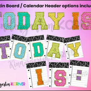 Composition Notebook Classroom Theme | Varsity Font Hanging Date Flip ...