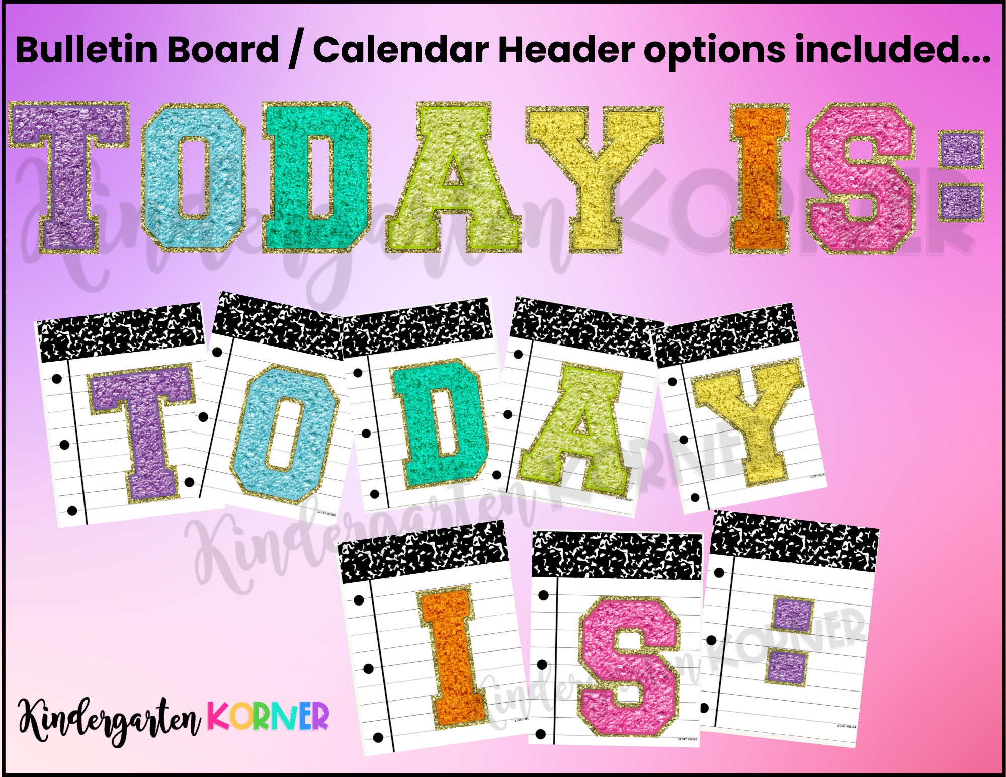 Composition Notebook Classroom Theme Varsity Font Hanging Date Flip ...