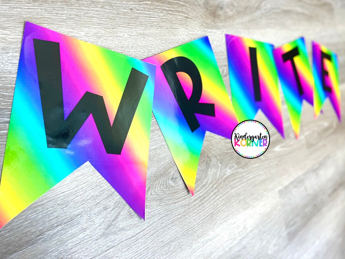 Rainbow / Neon Bulletin Board Banner Letters Create a Custom Sign ...