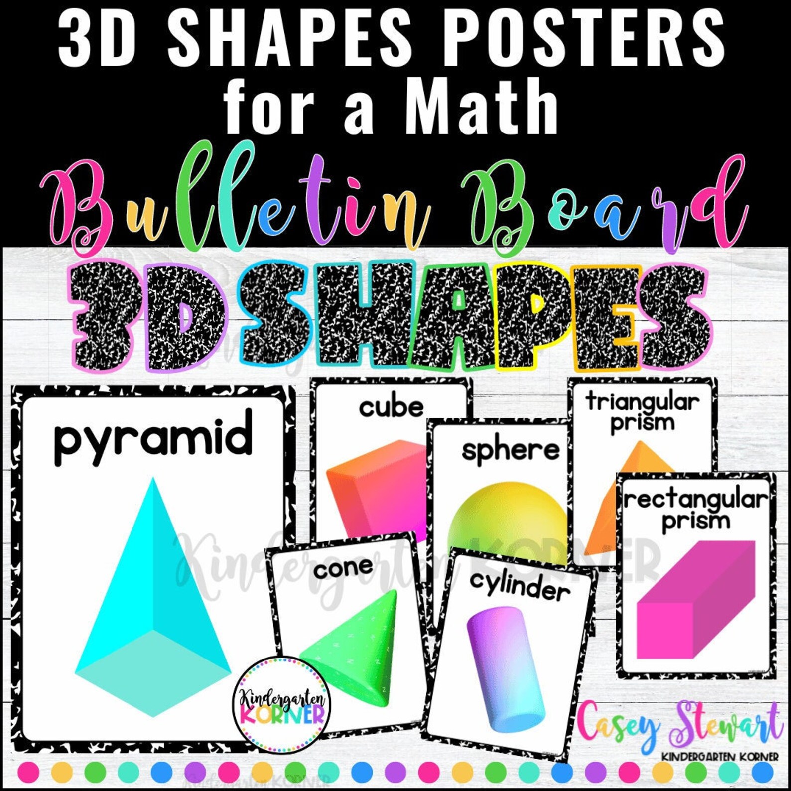 3D Shapes Posters Composition Notebook Classroom Decor Theme ...