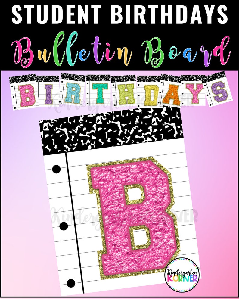 Student Birthdays Bulletin Board Composition Notebook Theme or Any ...