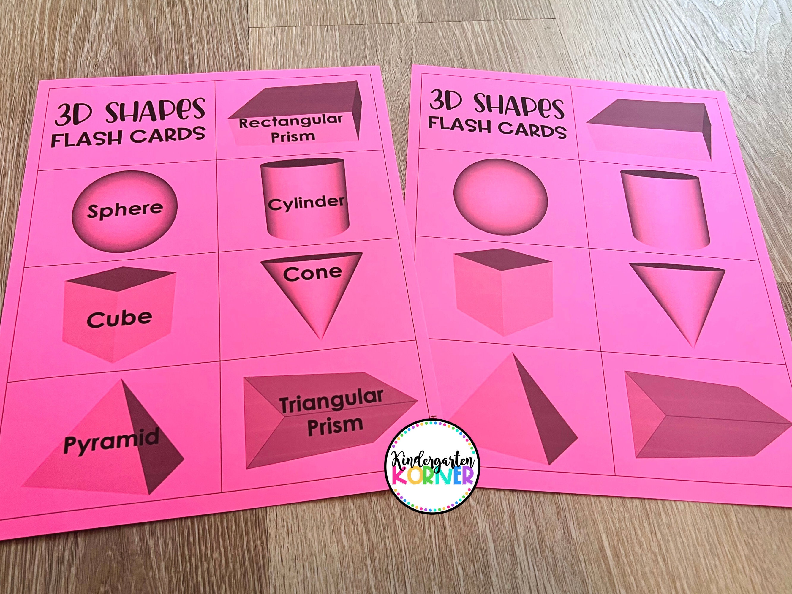 3D Shapes Flash Cards 3-D Shapes Flashcards Kindergarten Math Geometry ...