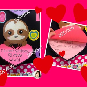 Valentine's Day Sloth Writing Craft February Bulletin Board | Valentine ...