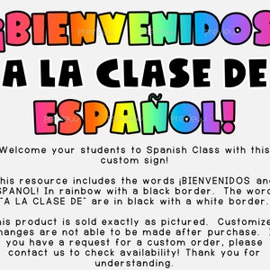 Bienvenidos a La Clase De Espanol Bulletin Board, Sign, Banner, Rainbow ...