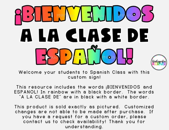 Imagenes Bienvenidos A La Clase De Espanol Amazon.com: Letrero De