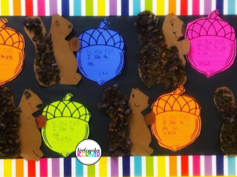 Fall Bulletin Board We're Nuts About Fall Squirrel and Acorn Writing ...