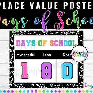 Days of School Place Value Poster | Composition Notebook Classroom ...