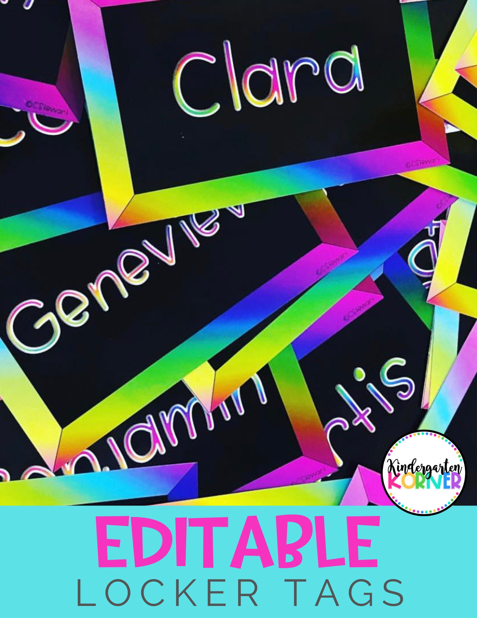 EDITABLE Rainbow Locker Tags, Name Tags, Labels | Rainbow Classroom ...