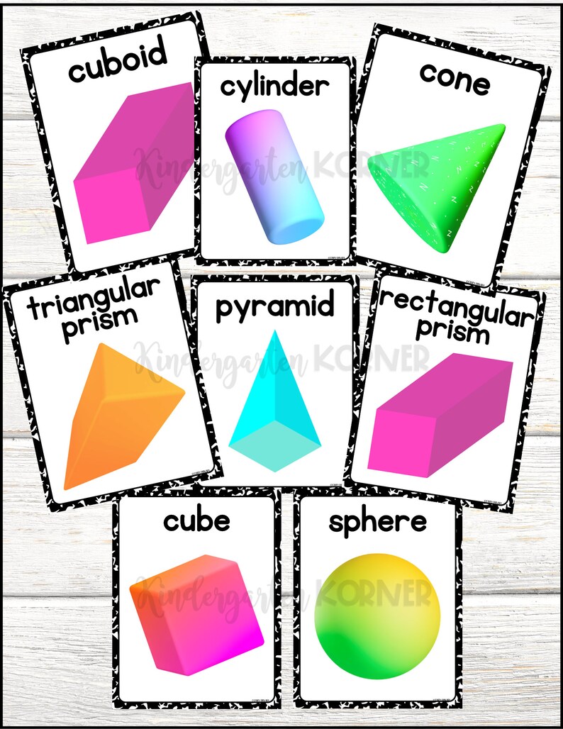 3D Shapes Posters Composition Notebook Classroom Decor Theme ...