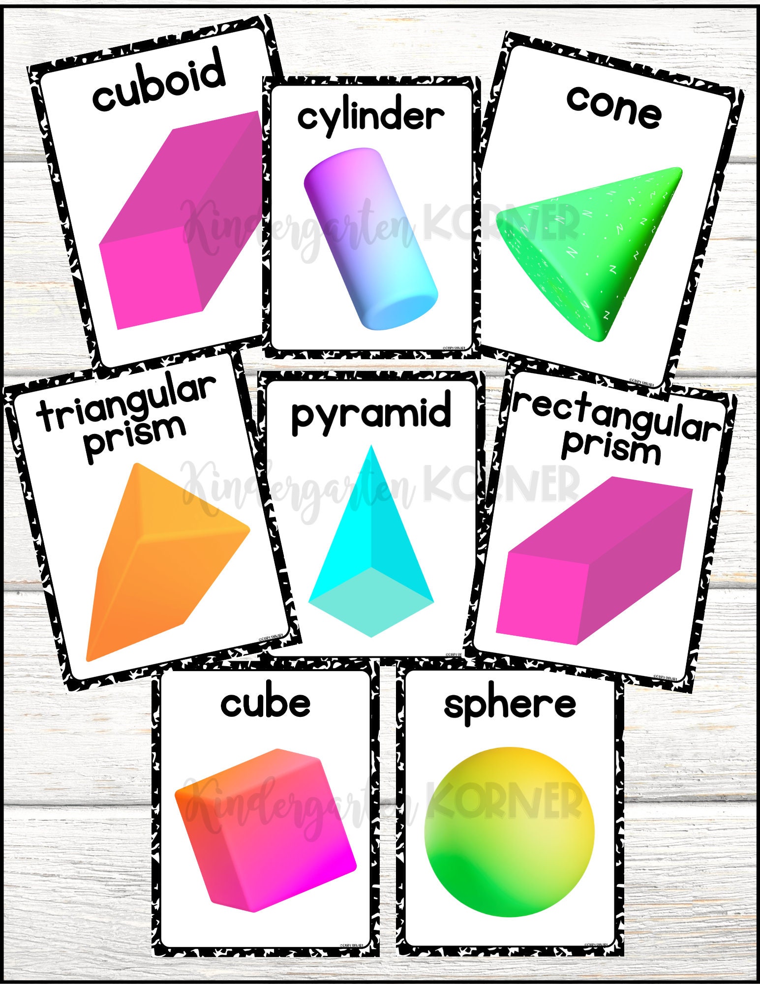 3D Shapes Posters Composition Notebook Classroom Decor Theme ...