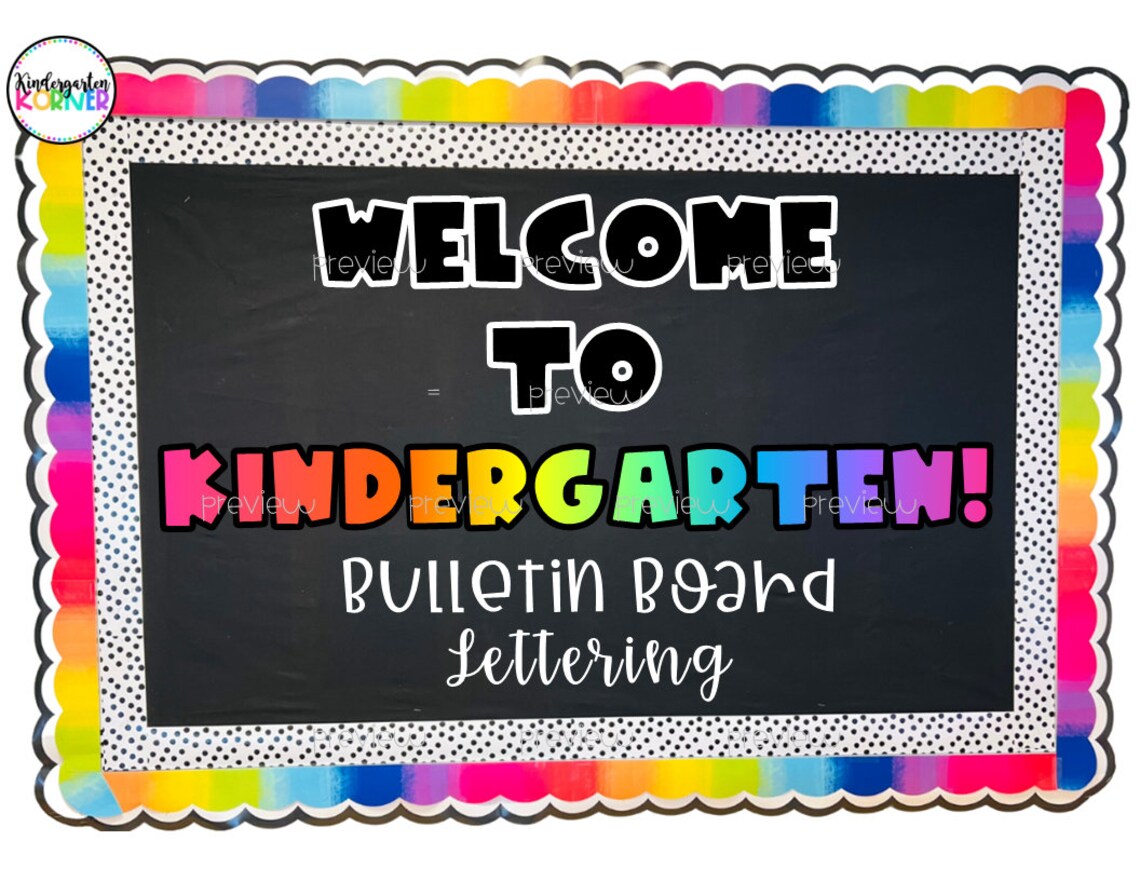Welcome to Kindergarten Sign Rainbow Classroom Décor Bulletin Board ...