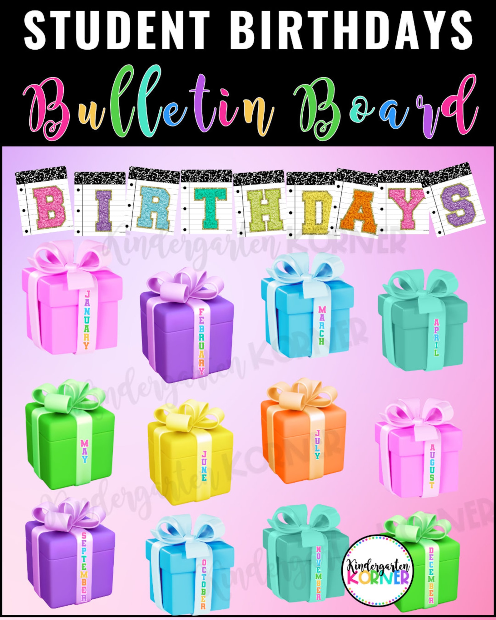 Student Birthdays Bulletin Board | Composition Notebook Theme (or Any ...