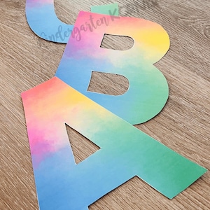Watercolors Large Bulletin Board Letters Numbers Rainbow Neon Classroom ...