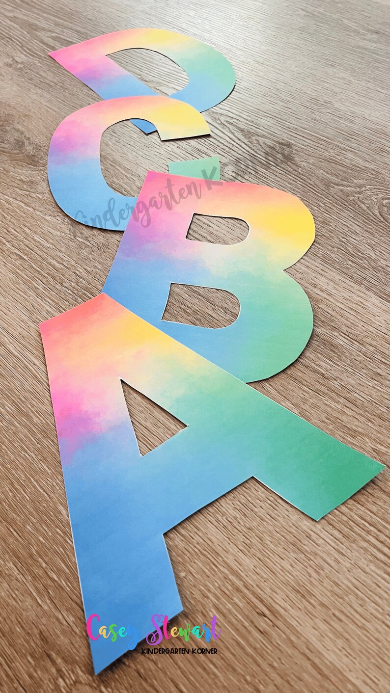 Watercolors Large Bulletin Board Letters Numbers Rainbow Neon Classroom ...
