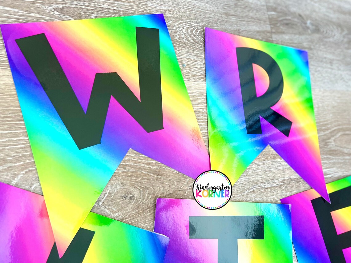 Rainbow / Neon Bulletin Board Banner Letters Create a Custom Sign ...