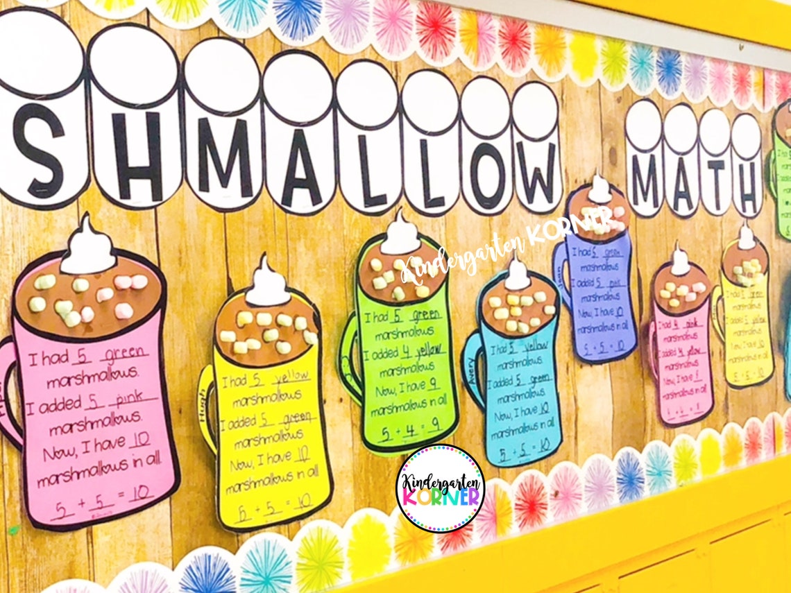 Marshmallow Math Winter Bulletin Board | Math Craft With Bulletin Board ...