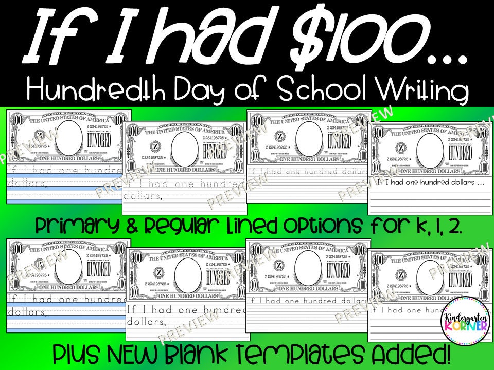 100th Day of School Writing Prompt for Bulletin Board 100th Day of ...