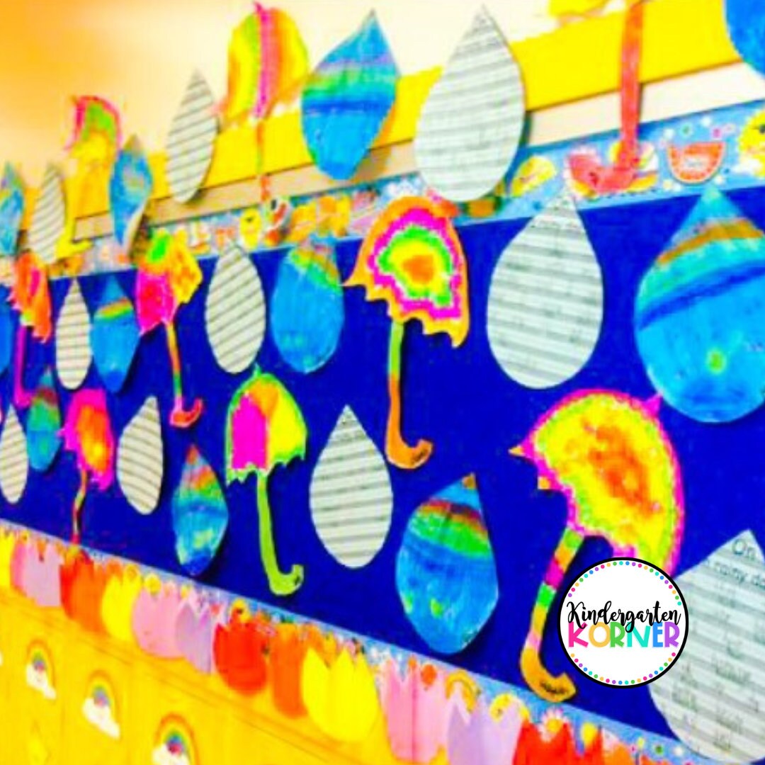 April Showers Bulletin Board Raindrop Writing Templates Kindergarten ...