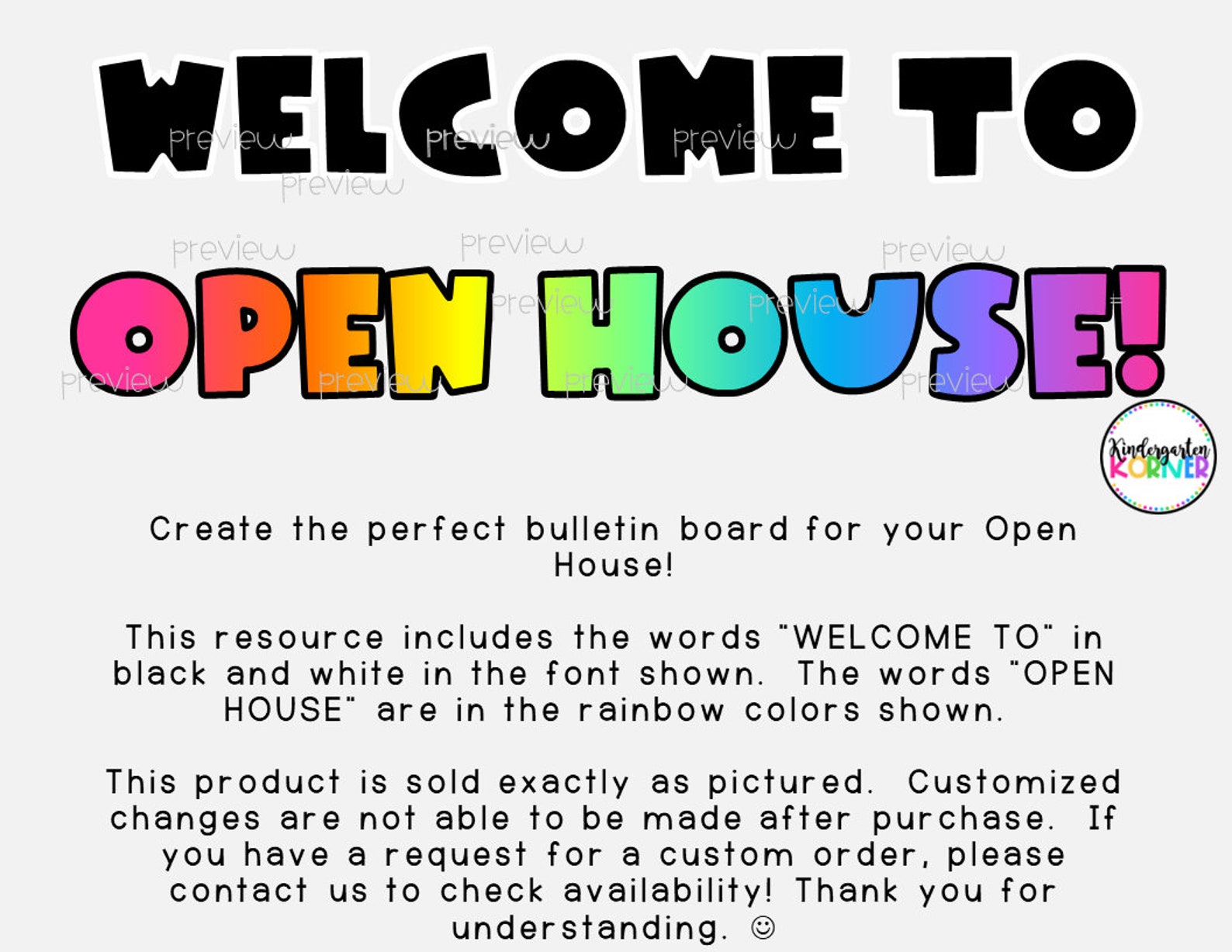Welcome to Open House Bulletin Board | Printable Banner, Sign | Rainbow ...
