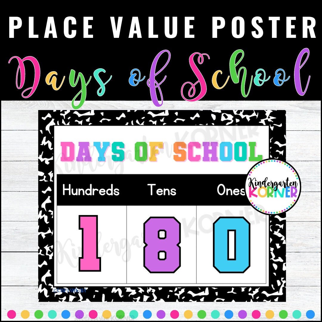 Days of School Place Value Poster | Composition Notebook Classroom ...
