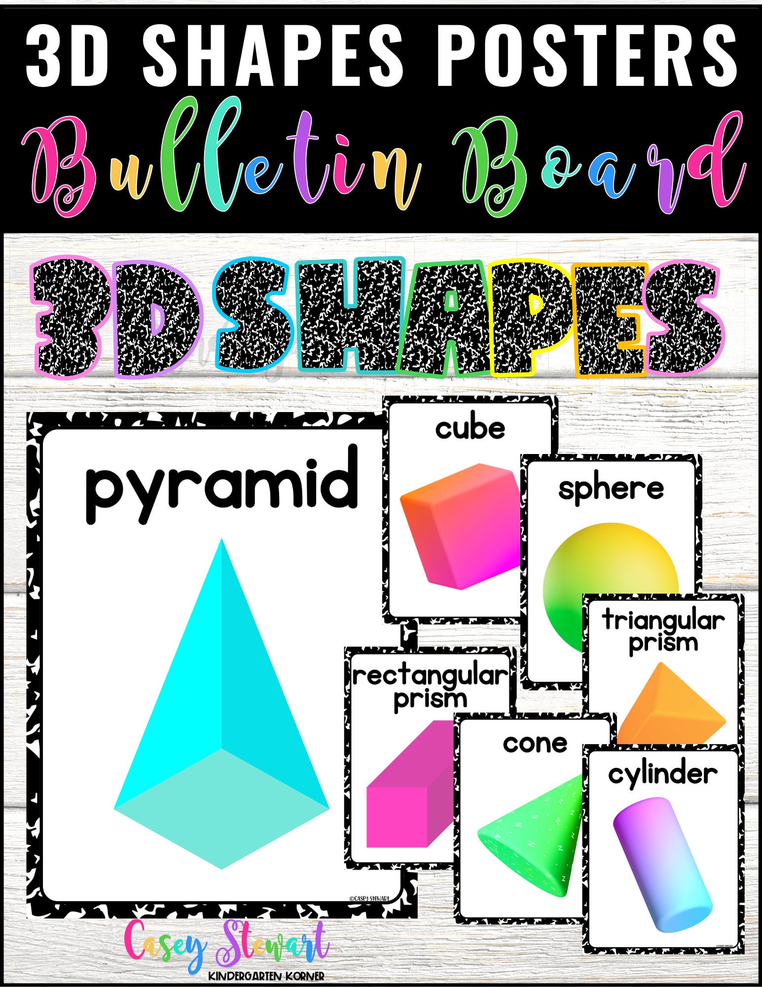 3D Shapes Posters Composition Notebook Classroom Decor Theme ...