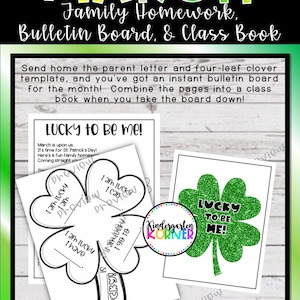 March Family Homework St. Patrick's Day Bulletin Board & Class Book ...