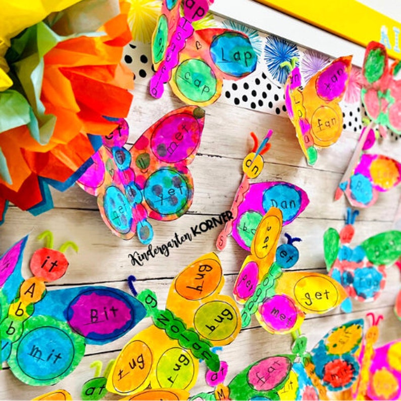 Butterflies Spring Bulletin Board Butterfly Word Families Kindergarten ...