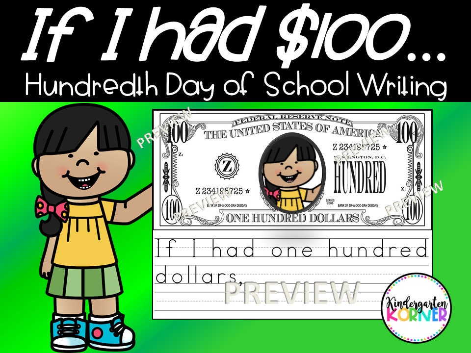 100th Day of School Writing Prompt for Bulletin Board 100th Day of ...